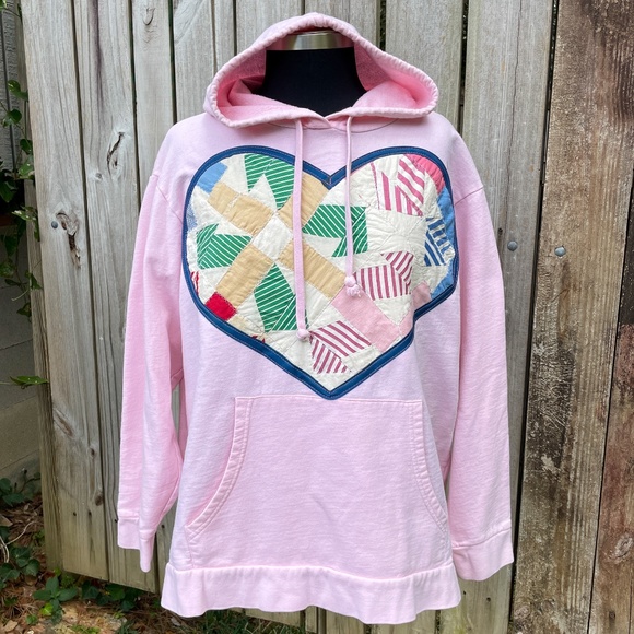 The Ivory Hare | Tops | Vintage Patchwork Quilt Heart Hoodie | Poshmark